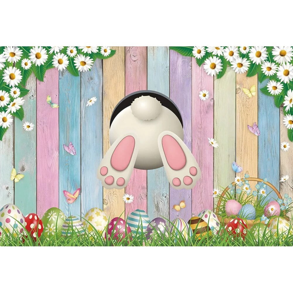 Spring Easter Backdrop Photography Bunny Rabbit Eggs Flower Garden Baby ...