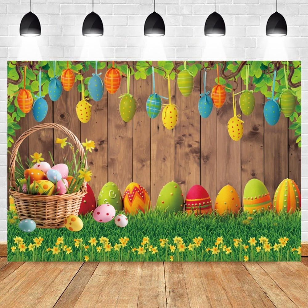 Spring Easter Backdrop Photography Eggs Grassland Flowers Kids Newborn ...
