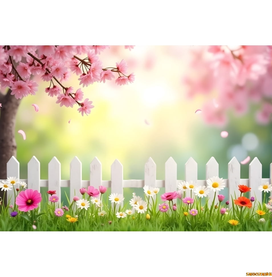Spring Easter Backdrop Photography Flowers Gard Fce Colorful Eggs Gre ...