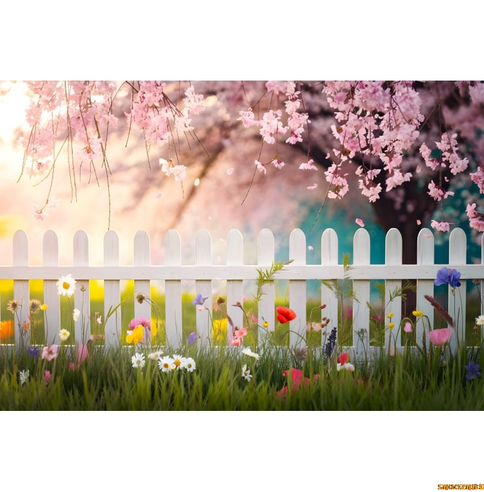 Spring Easter Backdrop Photography Flowers Gard Fce Colorful Eggs Gre ...