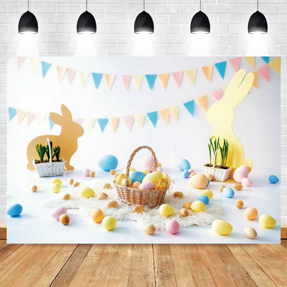 Spring Easter Backdrop Rabbit Bunny Colorful Eggs Photography ...