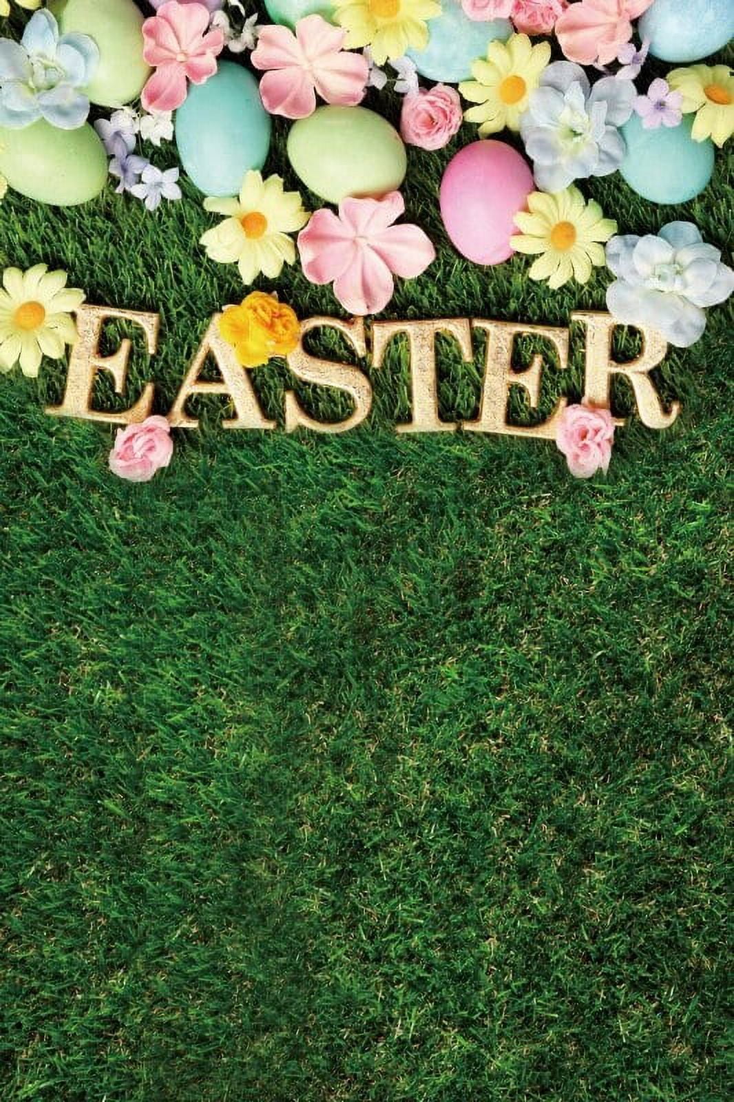 Spring Easter Backdrop Rabbit Colore Eggs Flower Grass Wood Floor ...