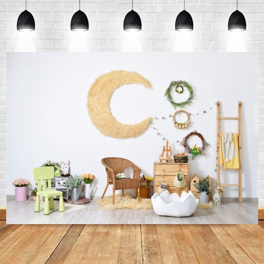 Spring Easter Backdrop Rabbit Eggs Floral Photography Background Kids ...
