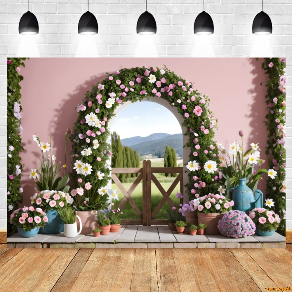 Spring Easter Backdrop Rabbits Eggs Grass Flowers Gard Fce Newborn Baby ...