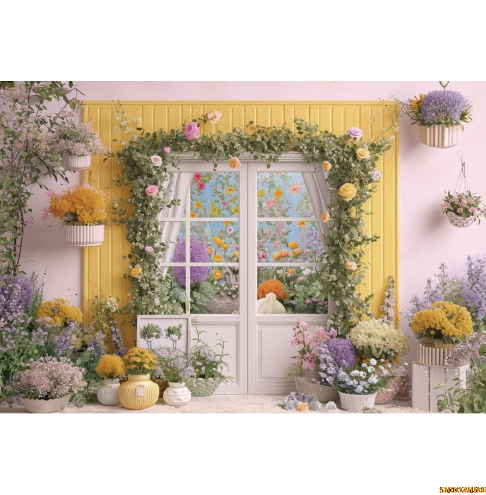 Spring Easter Backdrop Rabbits Flowers Baby Shower Kids Birthday Party ...
