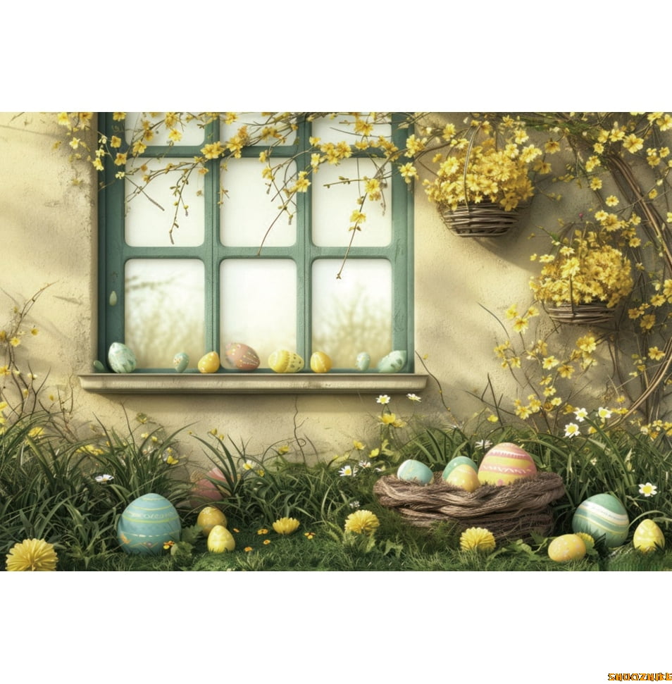 Spring Easter Backdrop Rabbits Flowers Baby Shower Kids Birthday Party ...