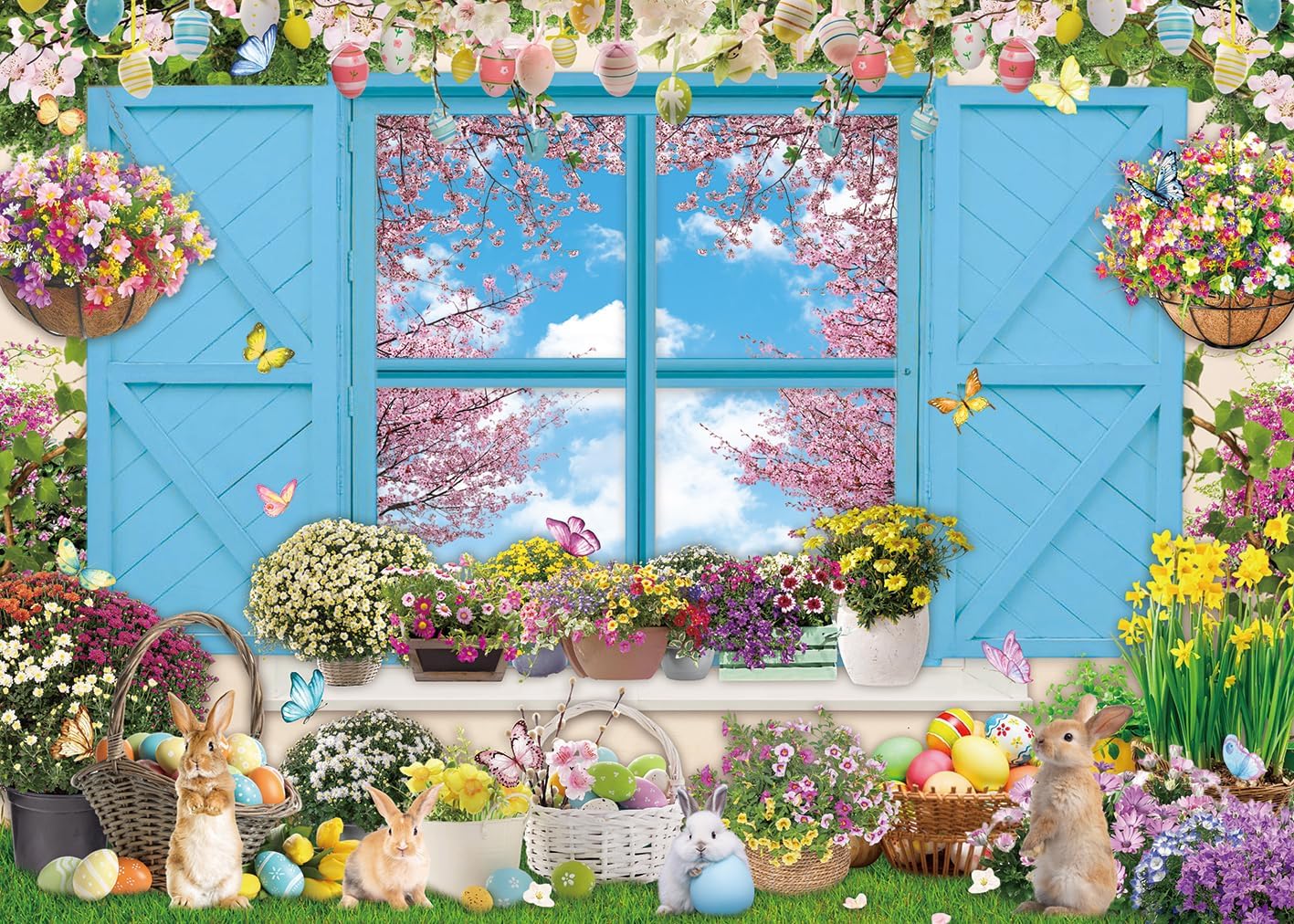 Spring Easter Backdrop Spring Window Scenery Flower Photography ...