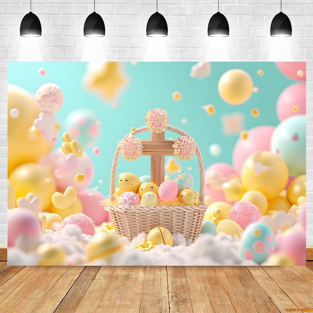 Spring Easter Backdrop for Photography Gard Flower Rabbit Grass Eggs ...