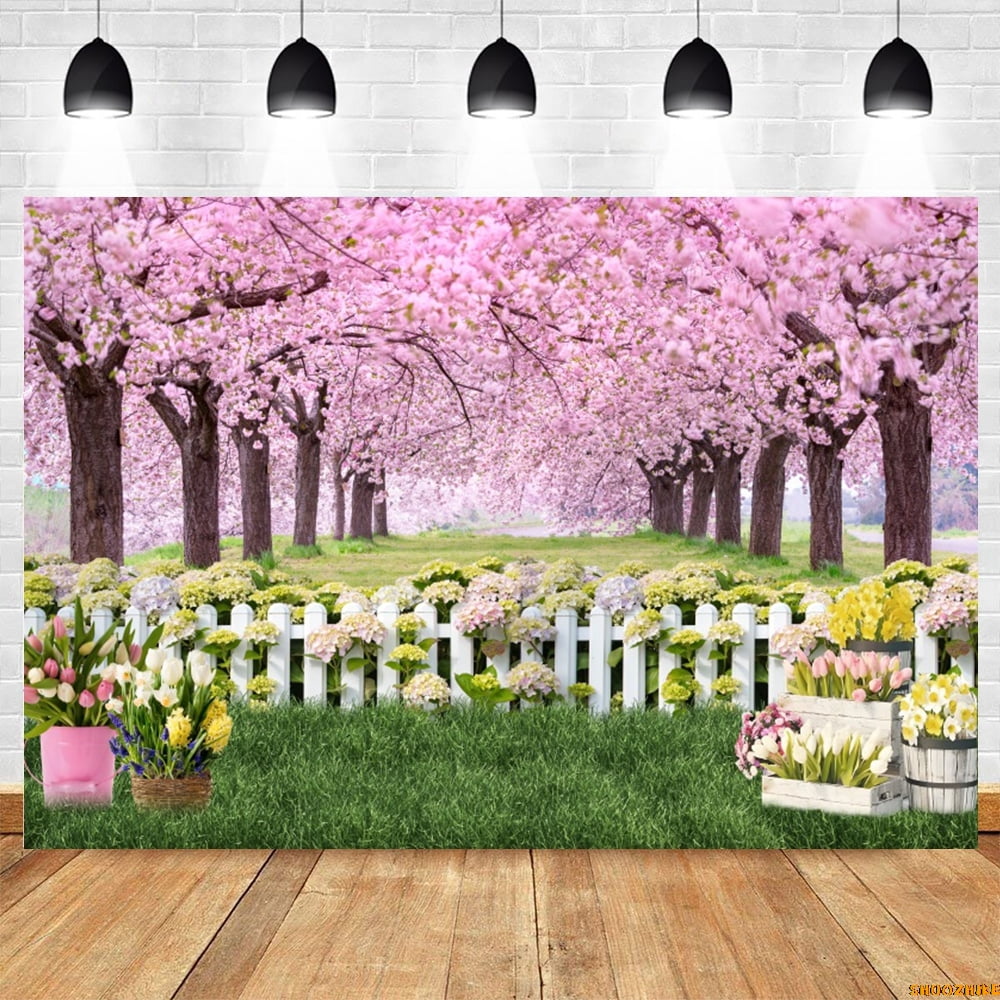 Spring Easter Backdrop for Photography Gard Flower Rabbit Grass Eggs ...