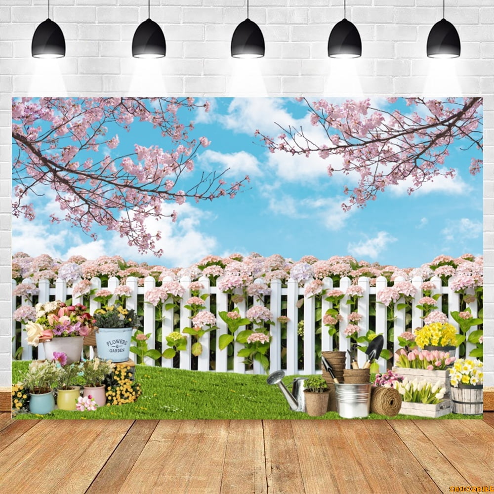 Spring Easter Backdrop for Photography Gard Flower Rabbit Grass Eggs ...