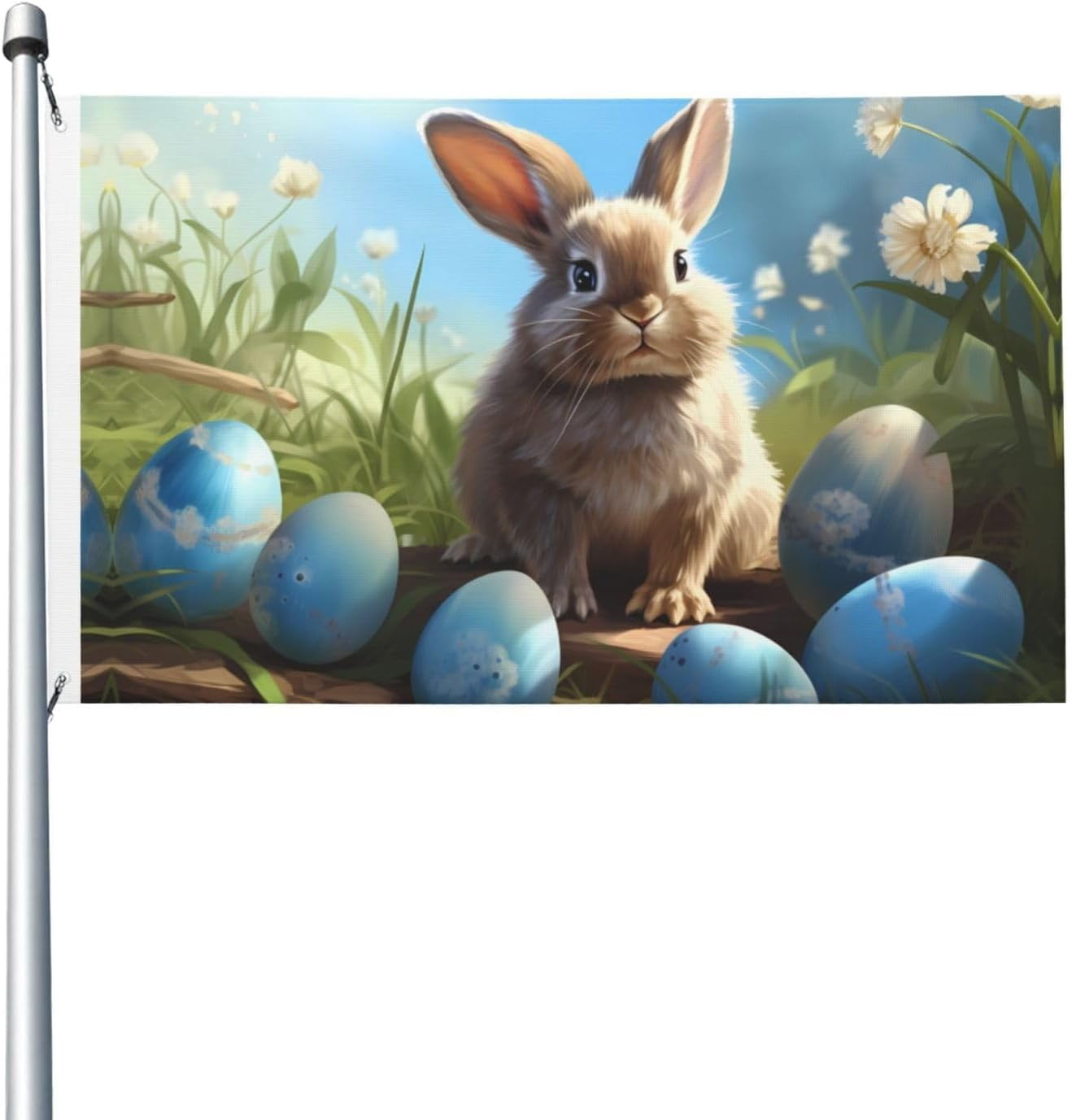 Spring Easter Bunny Blue Eggs 2x3 ft Flag Easter Egg Rabbit Flag All ...