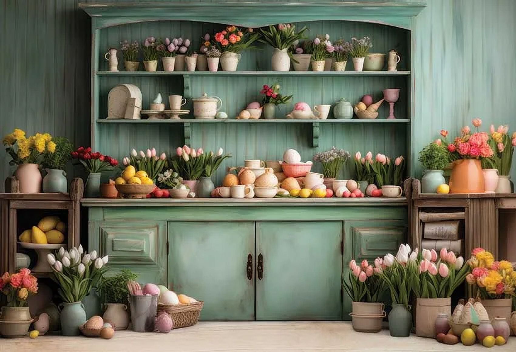 Spring Easter Bunny Egg Floral Kid Birthday Party Cake Smash Portrait r ...