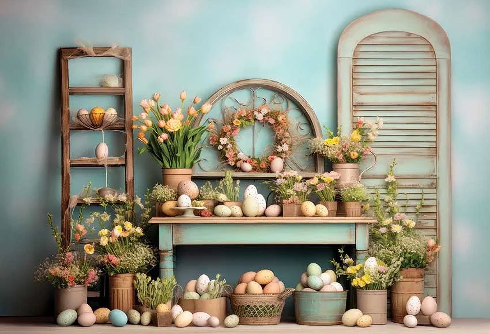 Spring Easter Bunny Egg Floral Kid Birthday Party Cake Smash Portrait r ...