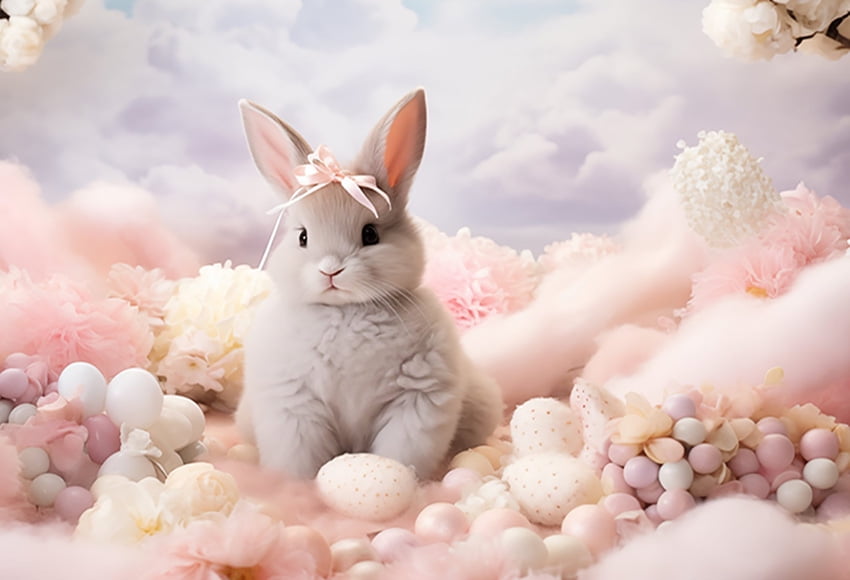 Spring Easter Bunny Eggs Children Birthday Party Cake Smash Portrait r ...