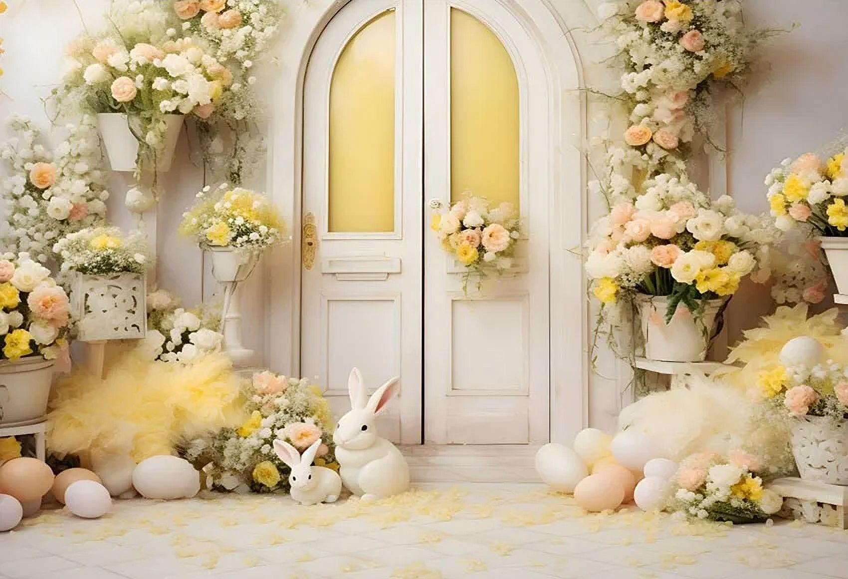 Spring Easter Bunny Eggs Flowers Kids Birthday Cake Smash Portrait r ...