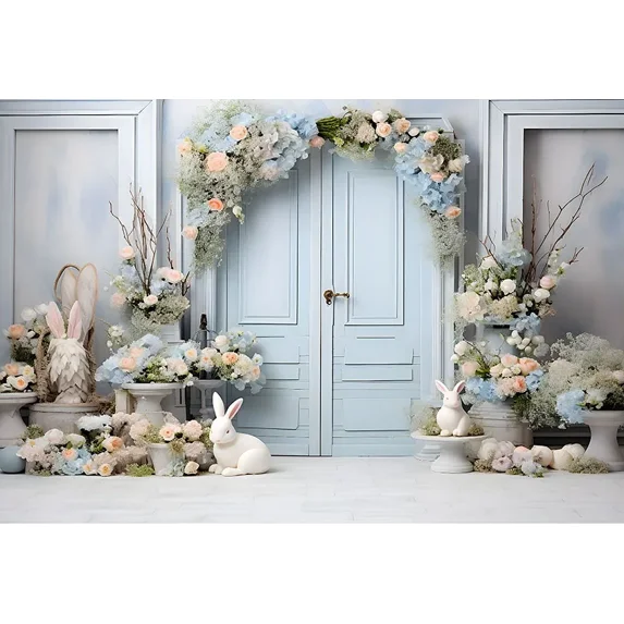 Spring Easter Bunny Eggs Flowers Kids Birthday Cake Smash Portrait r ...