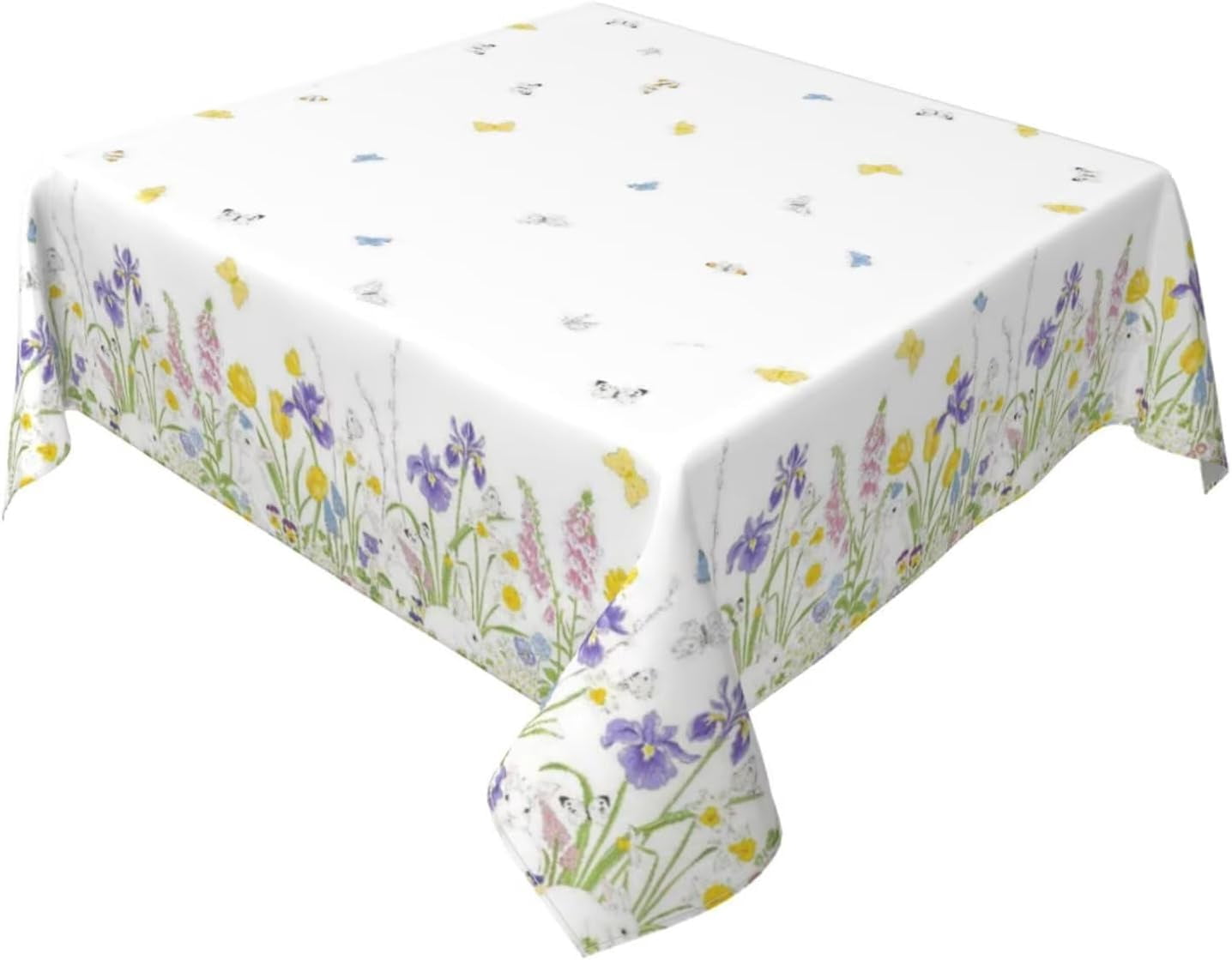 Spring Easter Bunny Flower Butterfly Rabbit Floral 60 x 60 Inch Square ...