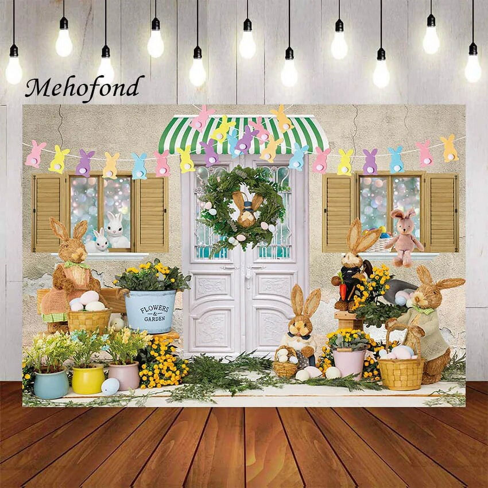 Spring Easter Bunny Flower Garden Window Kid Birthday Party Portrait r ...