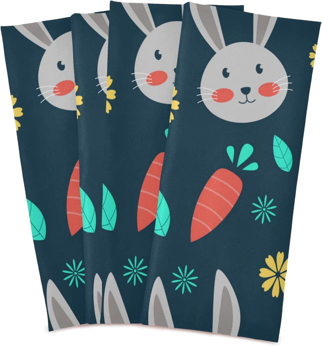 Spring Easter Bunny Kitchen Tea Towels Set of 4 Absorbent Hand Dish ...