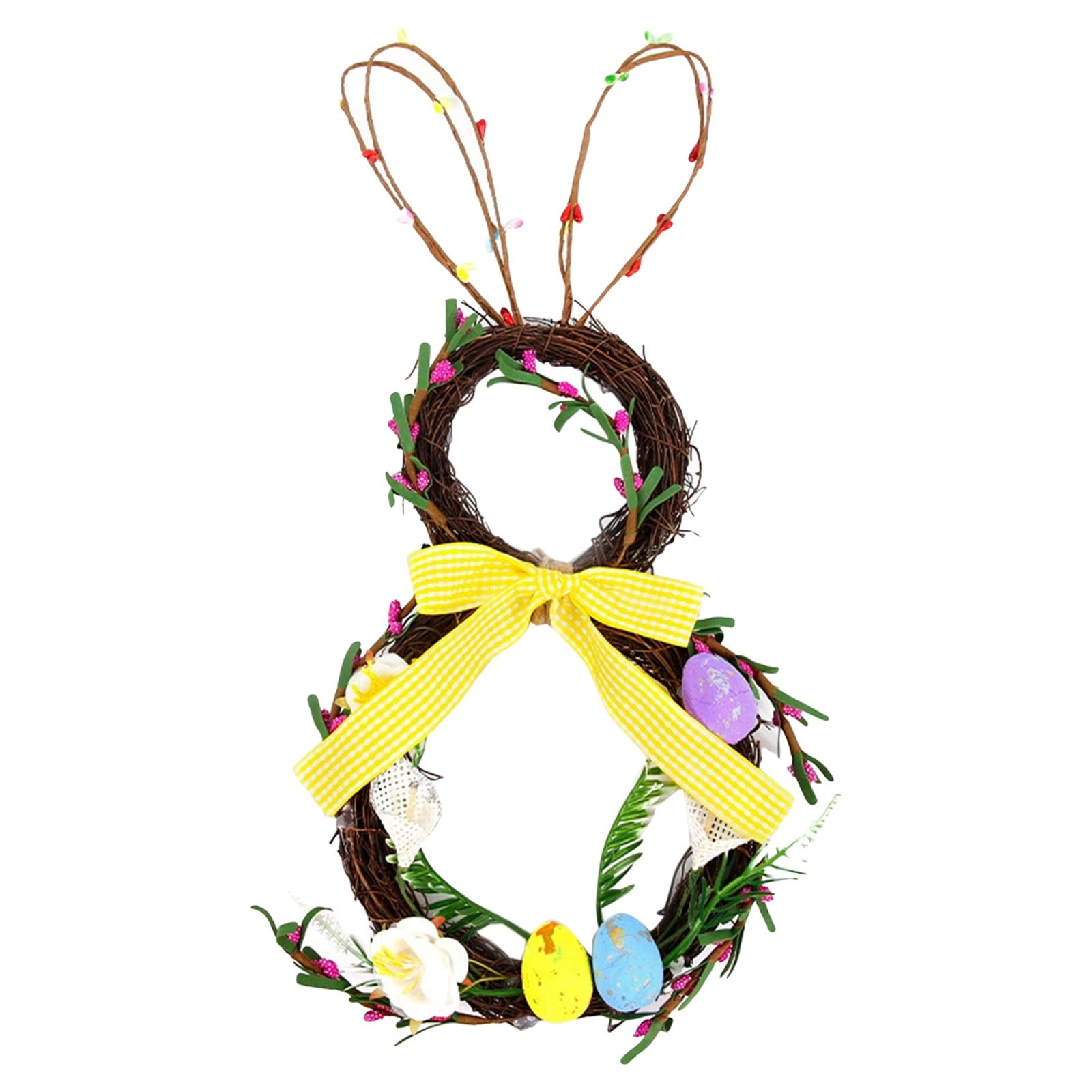 Spring Easter Bunny Wreath with Flowers and Bow,Easter Exquisite ...