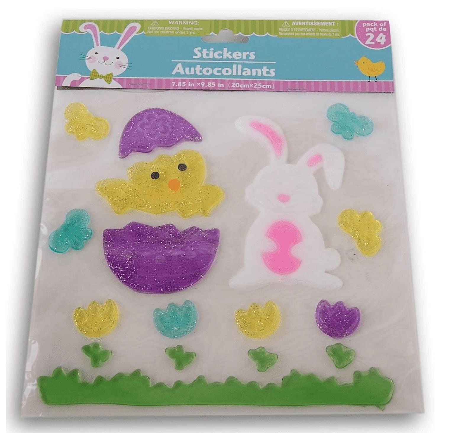 Spring Easter Chick Bunny Butterflies Gel Window Clings - 24 Piece ...
