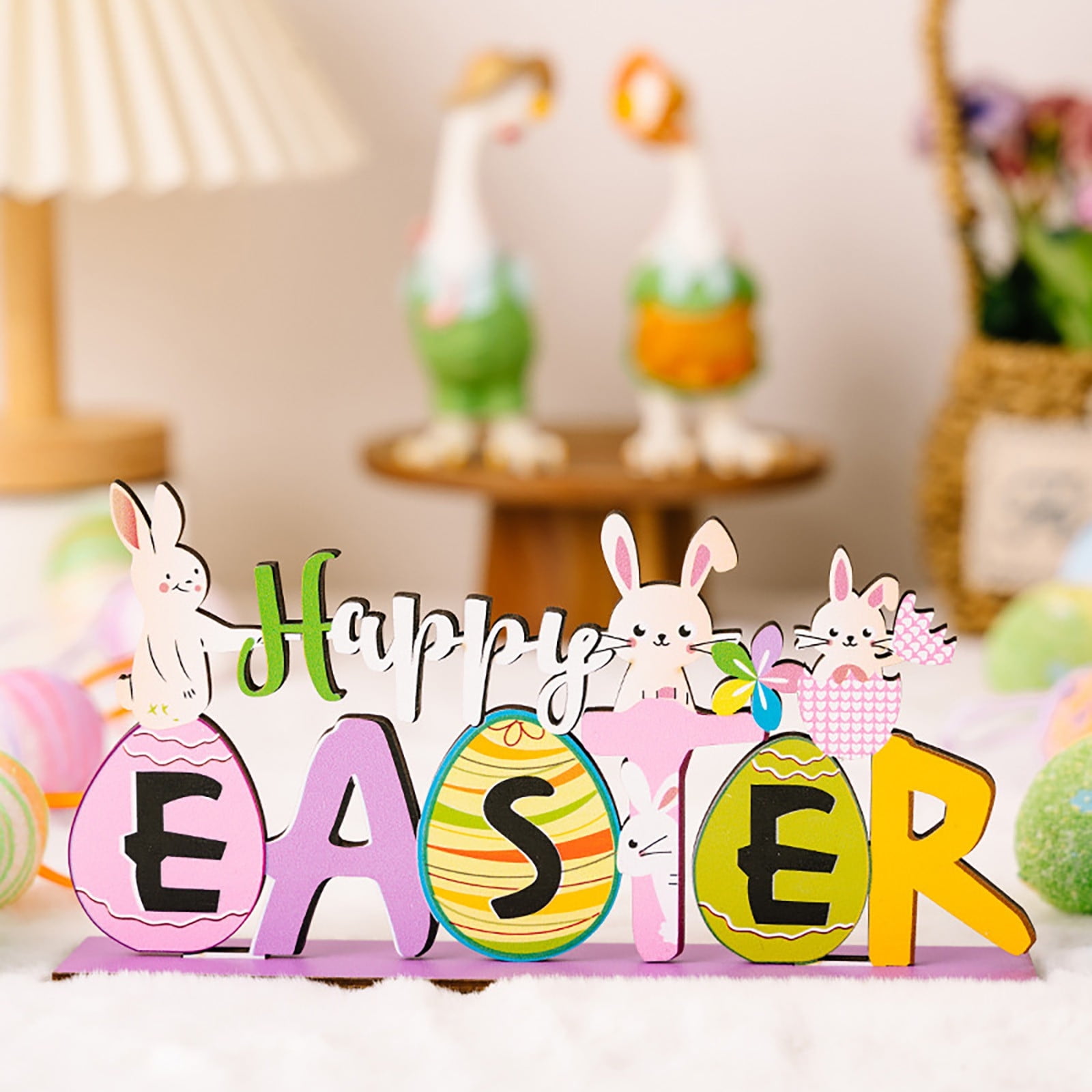 Spring Easter Decor Wooden Easter Desk Decorations Easter Outdoor Decor ...