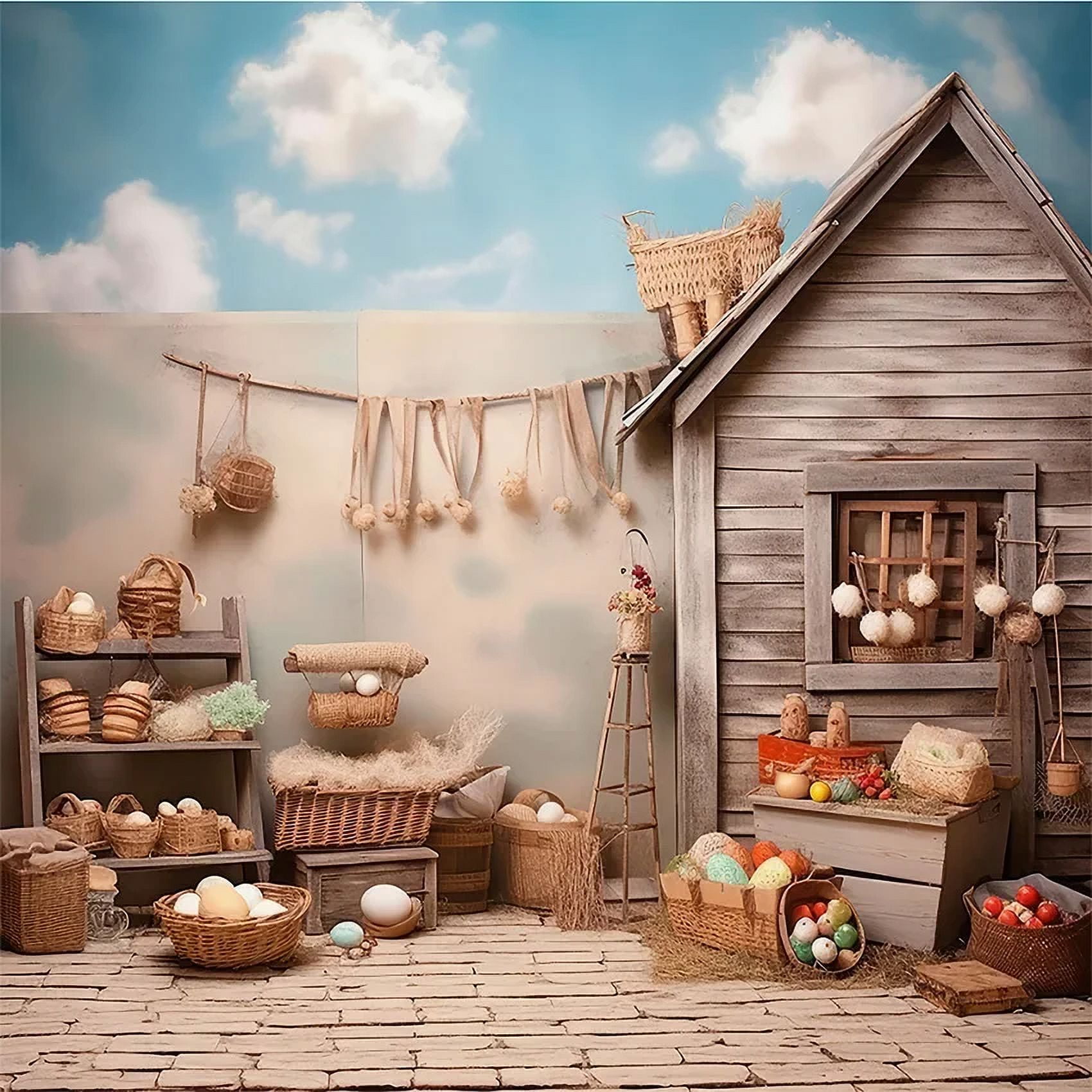 Spring Easter Egg Farm House Kids Birthday Party Cake Smash Portrait r ...