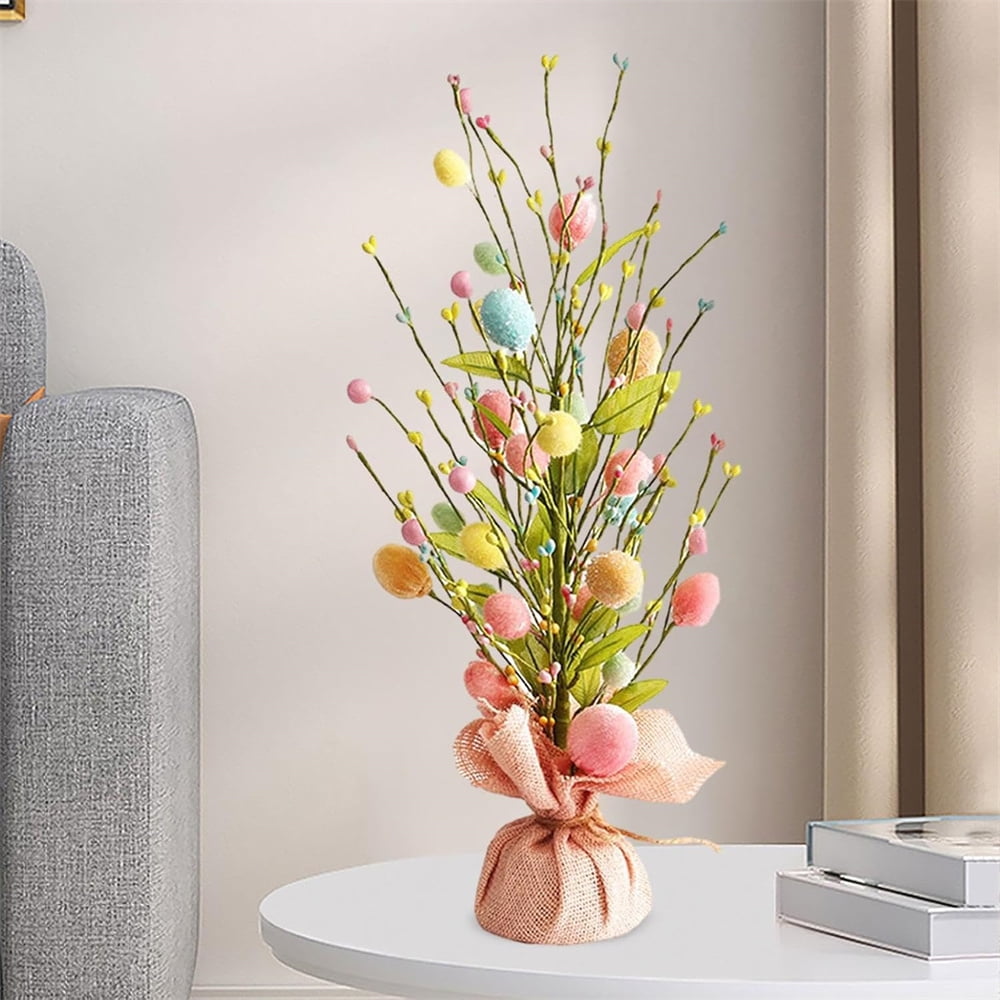 Spring Easter Egg Tree,Artificial Plant Tabletop Ornaments,Faux Flower ...