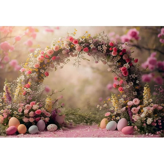 Spring Easter Eggs Arch Flowers Garden Child Birthday Party Portrait r ...