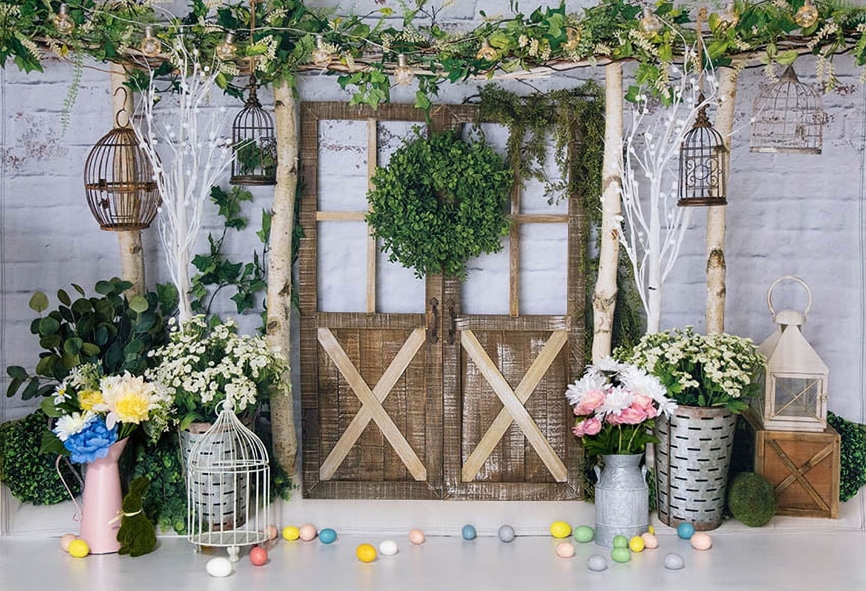 Spring Easter Eggs Bunny Boho Pampas Grass Kids Birthday Portrait r ...