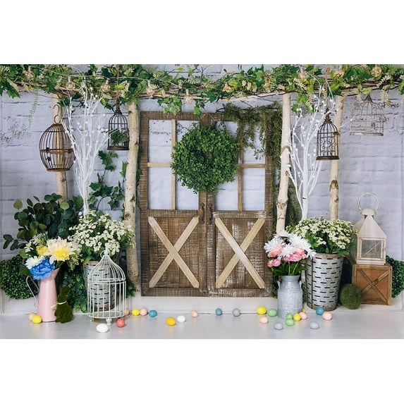 Spring Easter Eggs Bunny Boho Pampas Grass Kids Birthday Portrait r ...