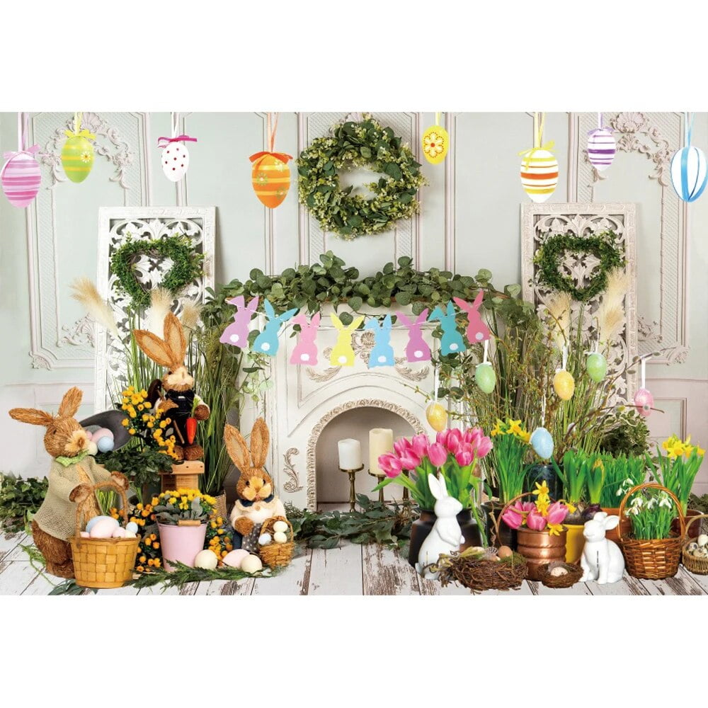 Spring Easter Eggs Photography Background Fairy Tale Chalet Garden ...