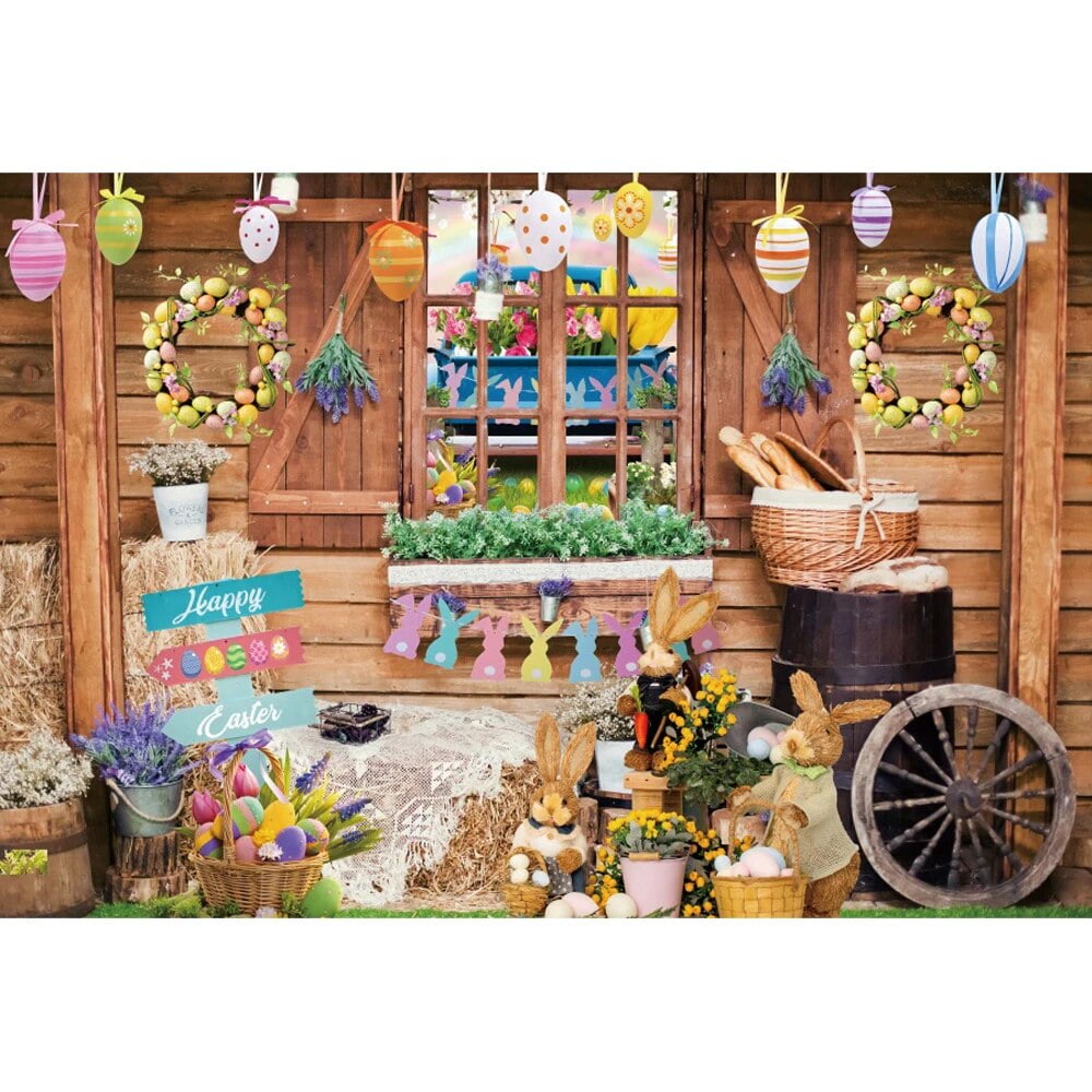 Spring Easter Eggs Photography Background Fairy Tale Chalet Garden ...