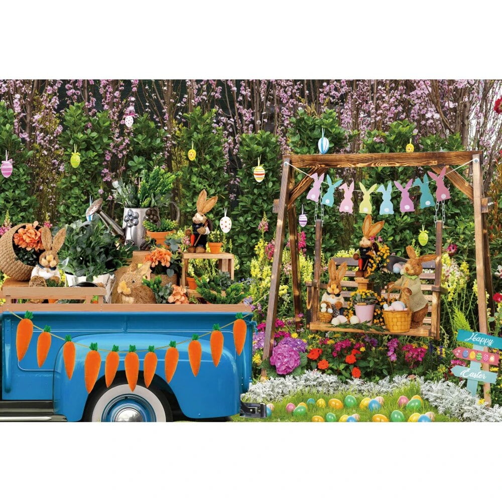 Spring Easter Eggs Photography Background Fairy Tale Chalet Garden ...