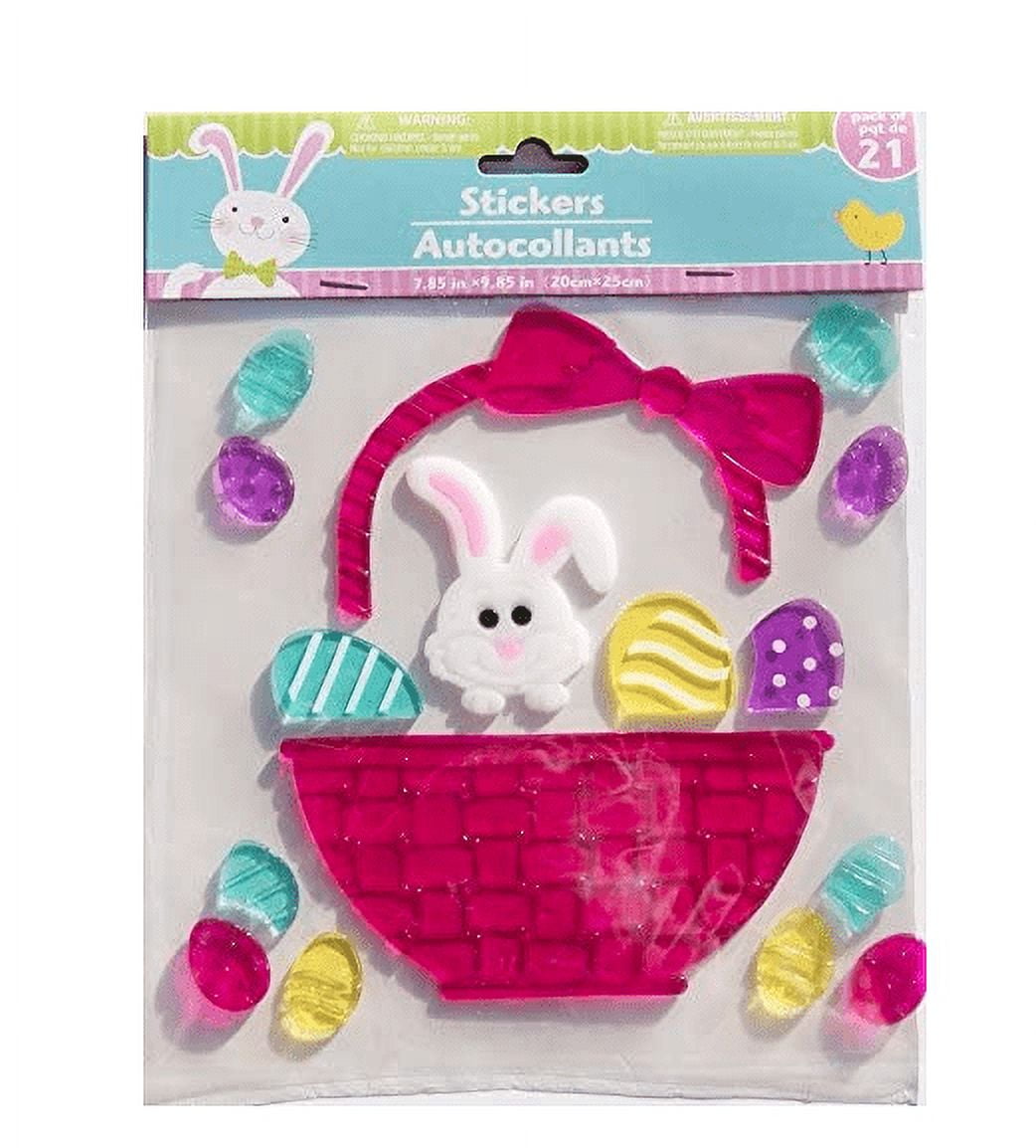 Spring Easter Eggs and Bunny Basket Gel Window Clings - 16 Piece ...