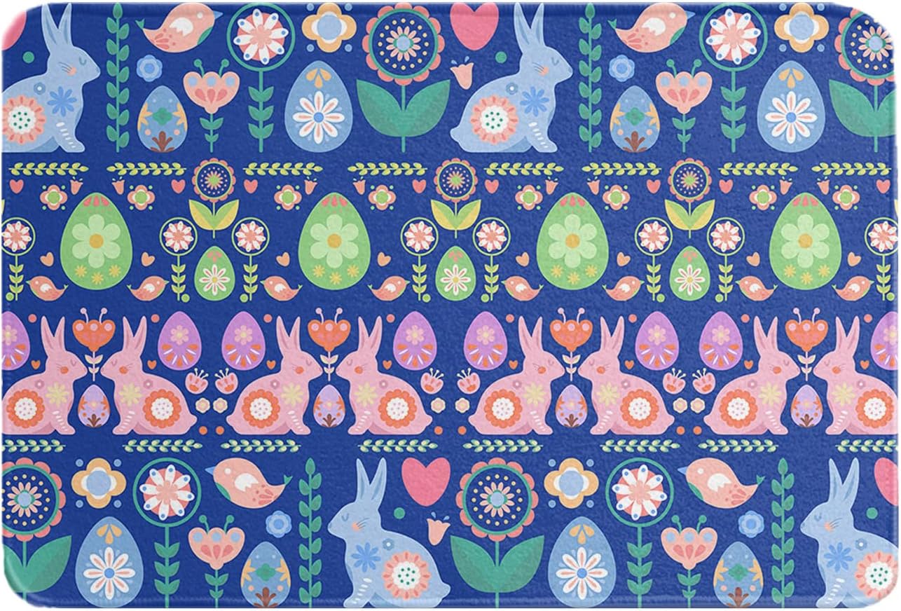Spring Easter Indoor Door Mat, Absorbent Floor Mats Bathroom Rugs, Navy ...