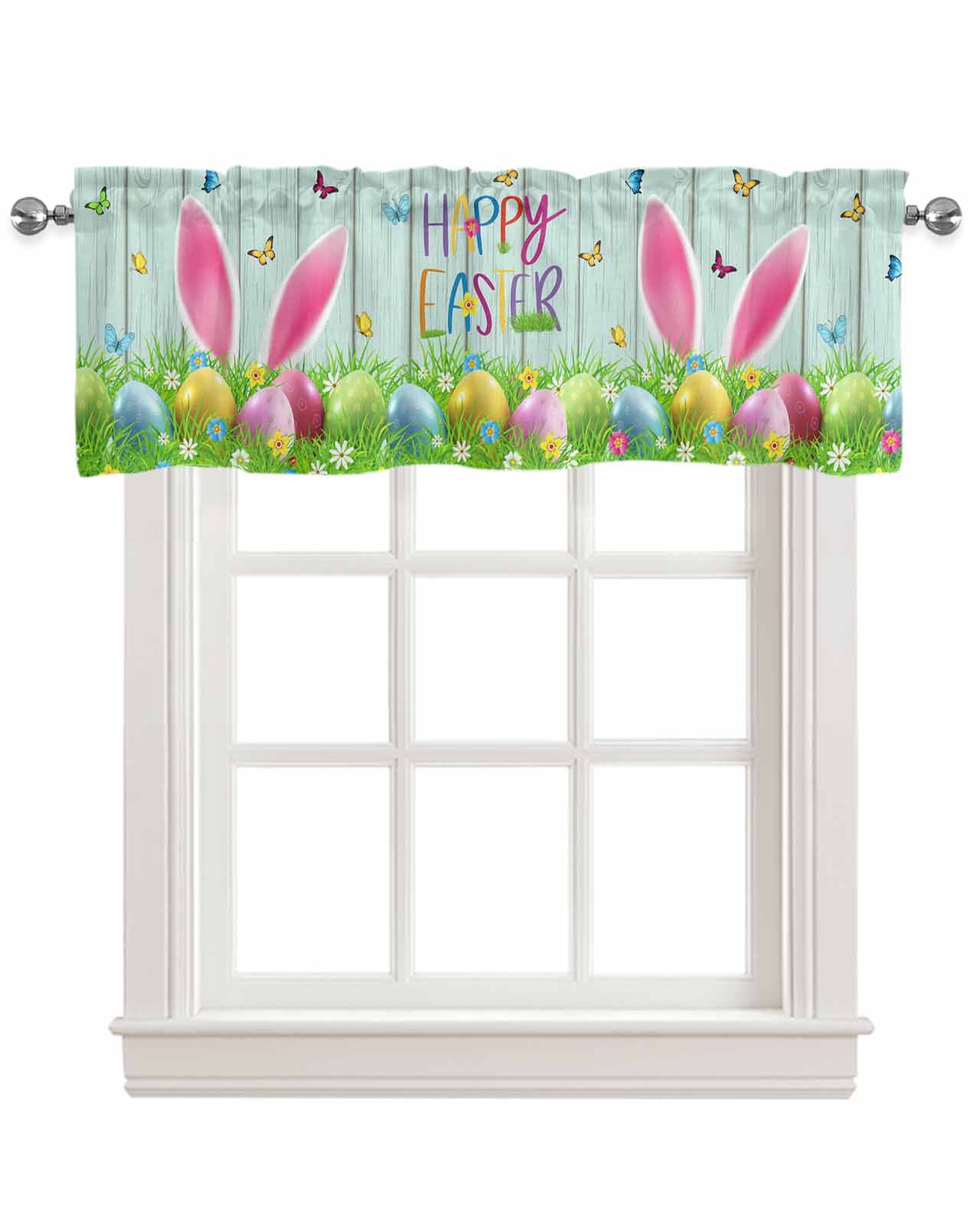 Spring Easter Linen Curtain Valance for Bedroom/Bathroom/Kitchen/Office ...