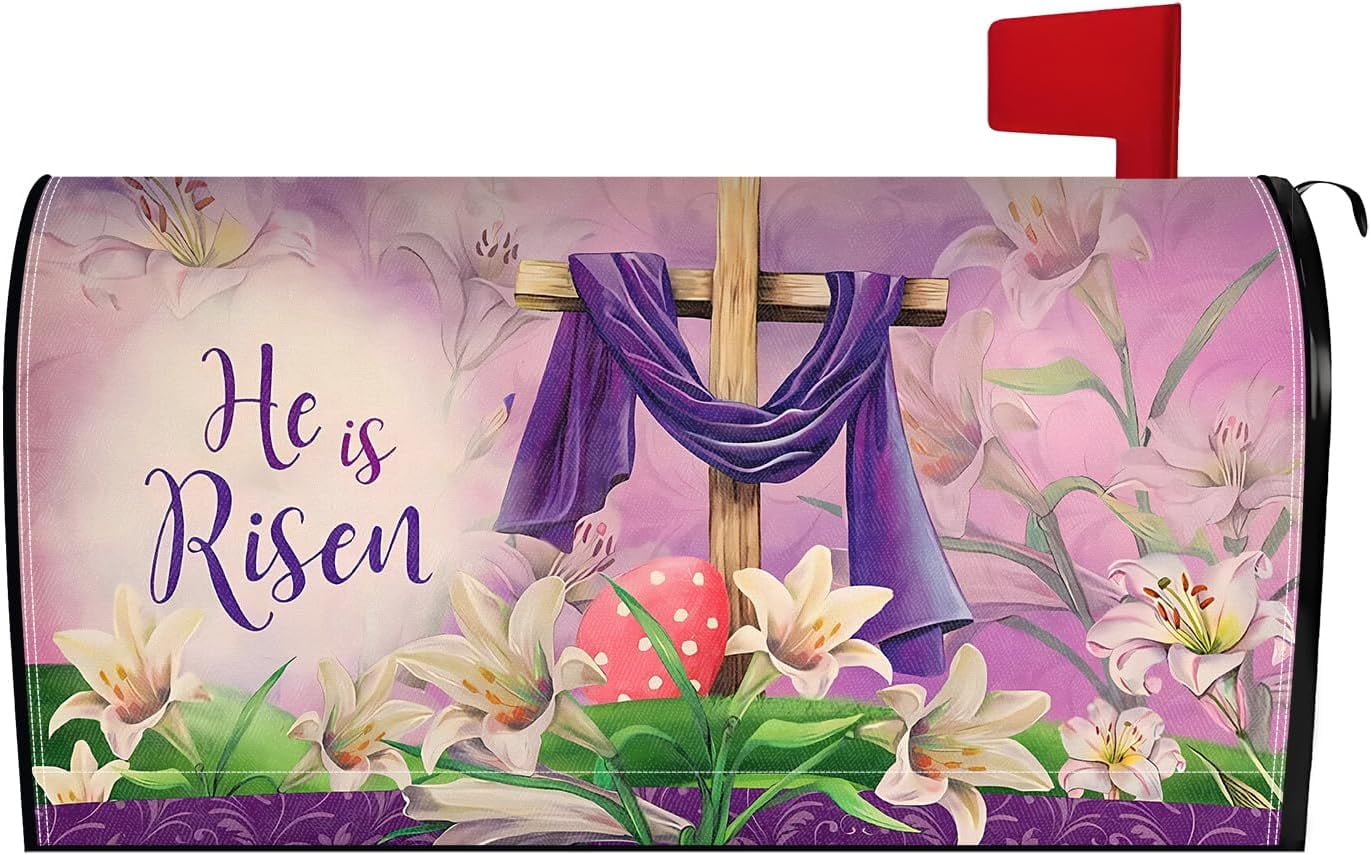 Spring Easter Mailbox Cover 25.5x21 Inch, He is Risen Post Letter Box ...