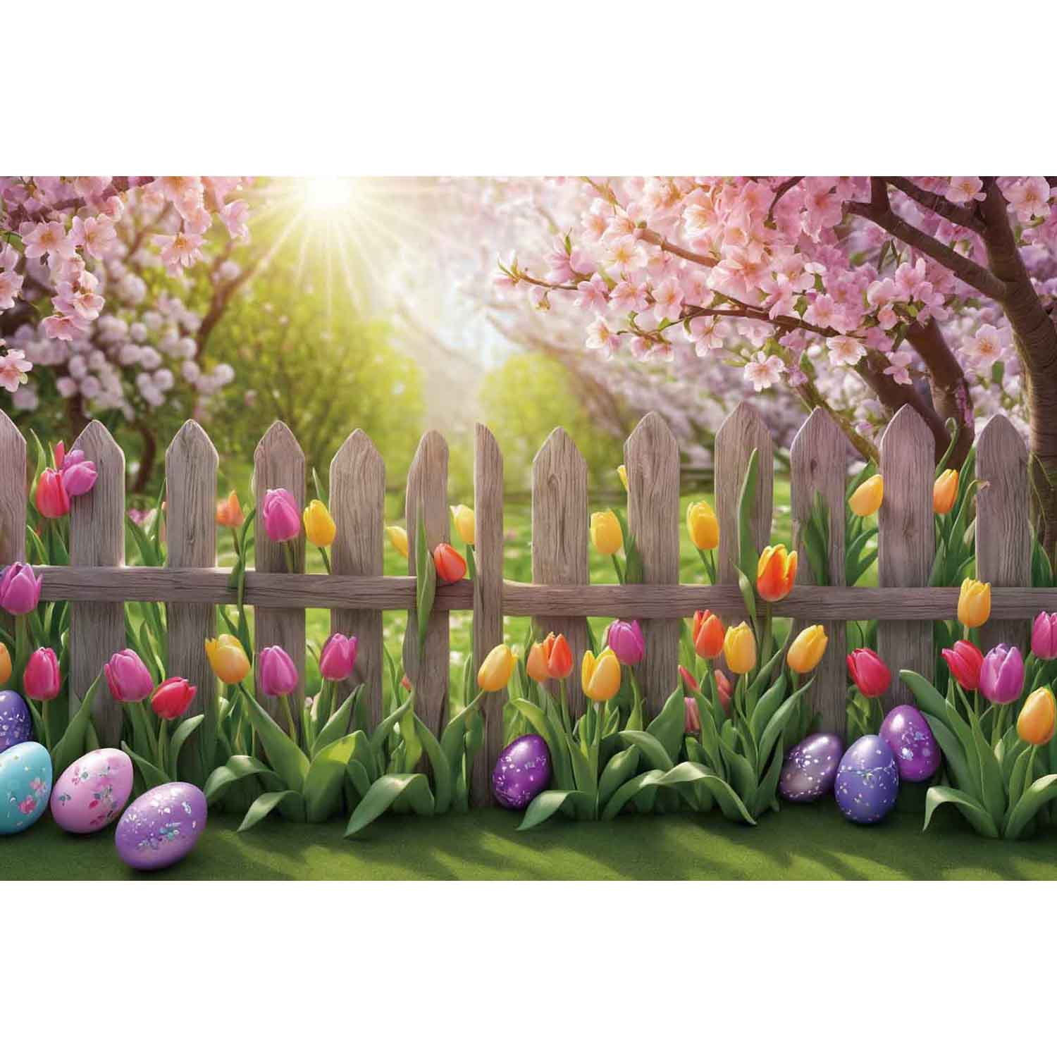 Spring Easter Party Photography Background Floral Gard Blossom Egg ...