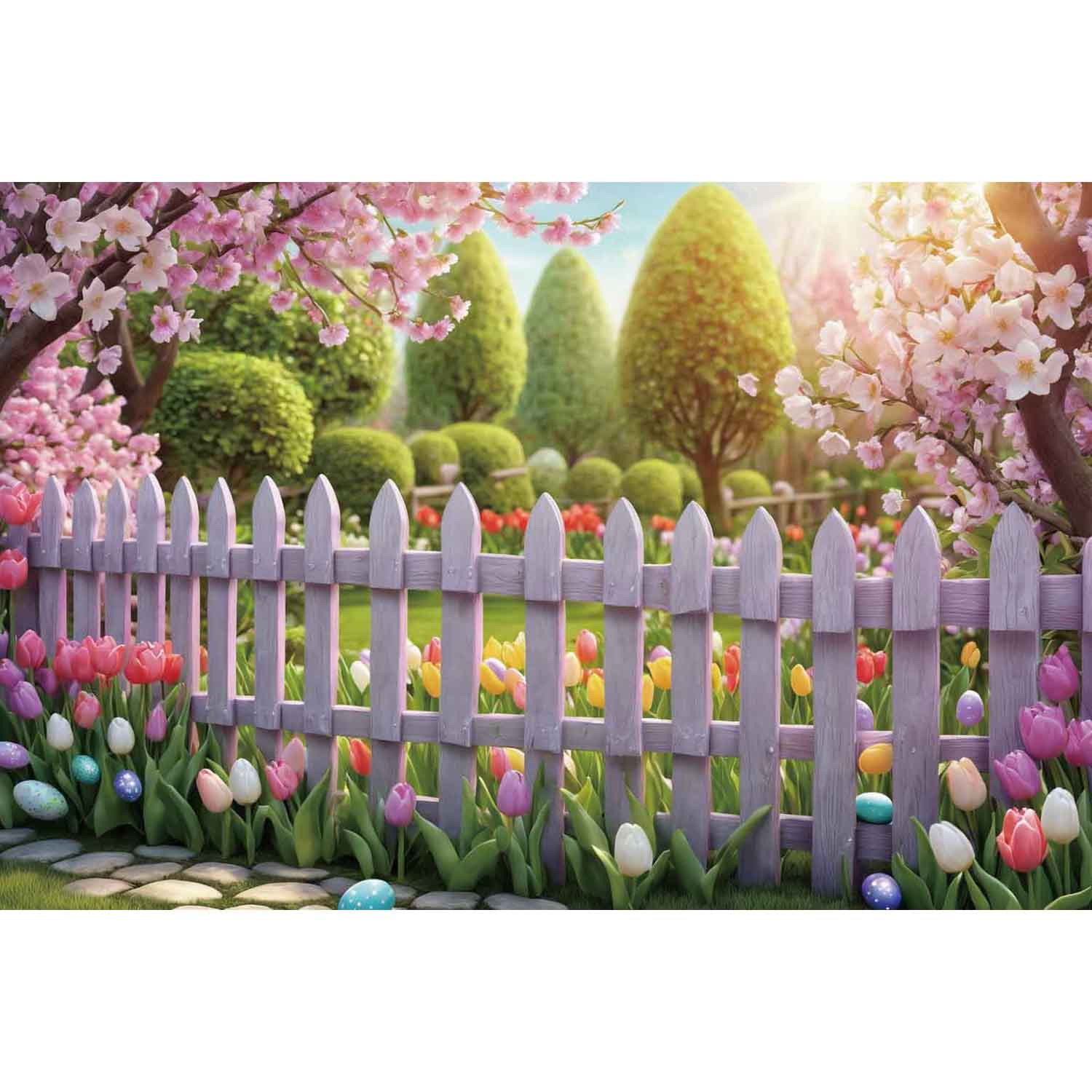 Spring Easter Party Photography Background Floral Gard Blossom Egg ...