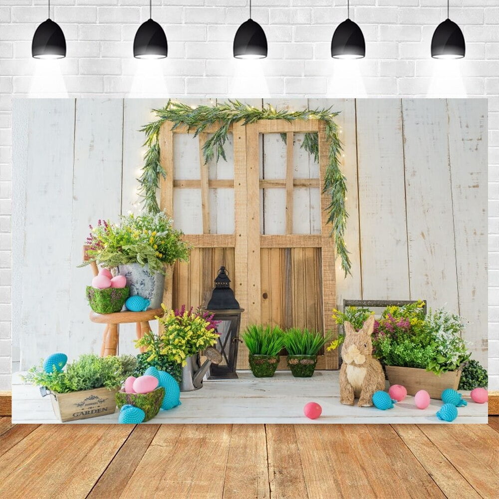 Spring Easter Photography Backdrop Background Bunny Rabbit Eggs Floral ...