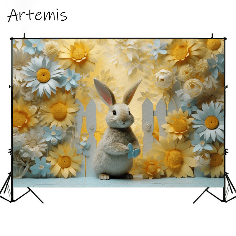 Spring Easter Photography Backdrop Floral bunny Garden Cake Smash Baby ...