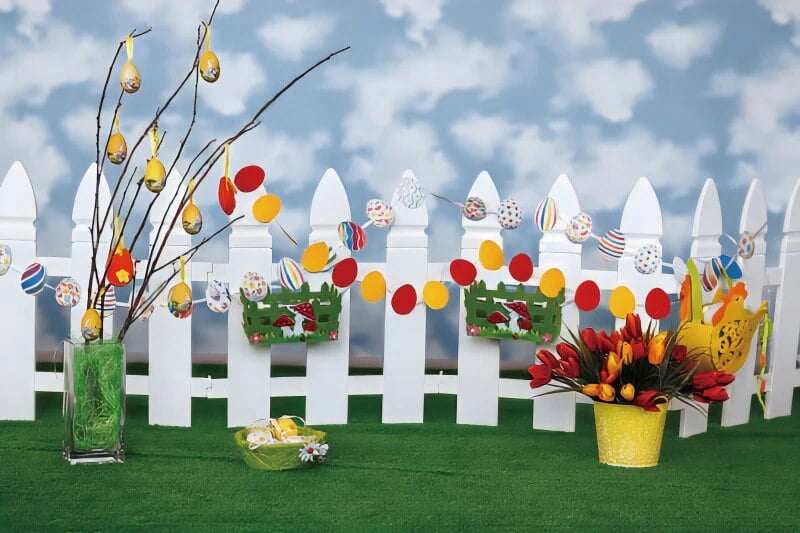 Spring Easter Photography Backdrop Interior Cute Rabbit Garden Flower ...