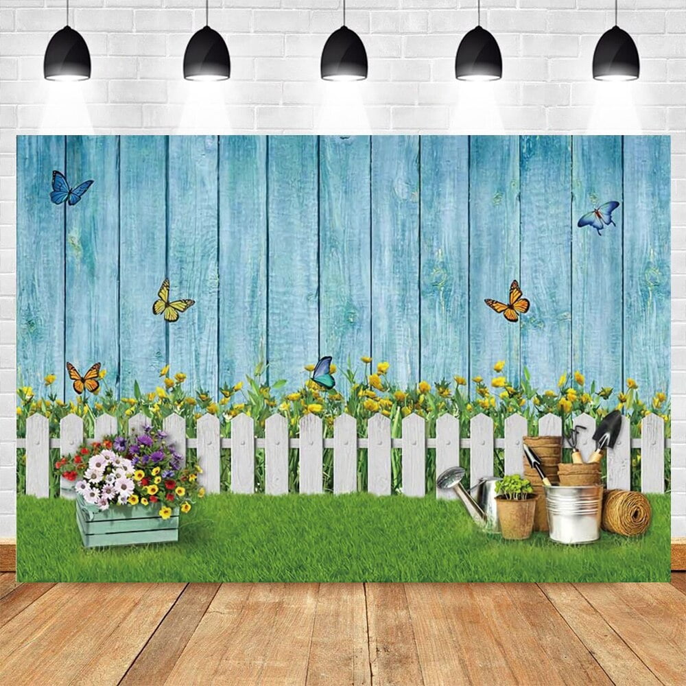 Spring Easter Photography Backdrop Wooden Wall Flower Floral Fence ...