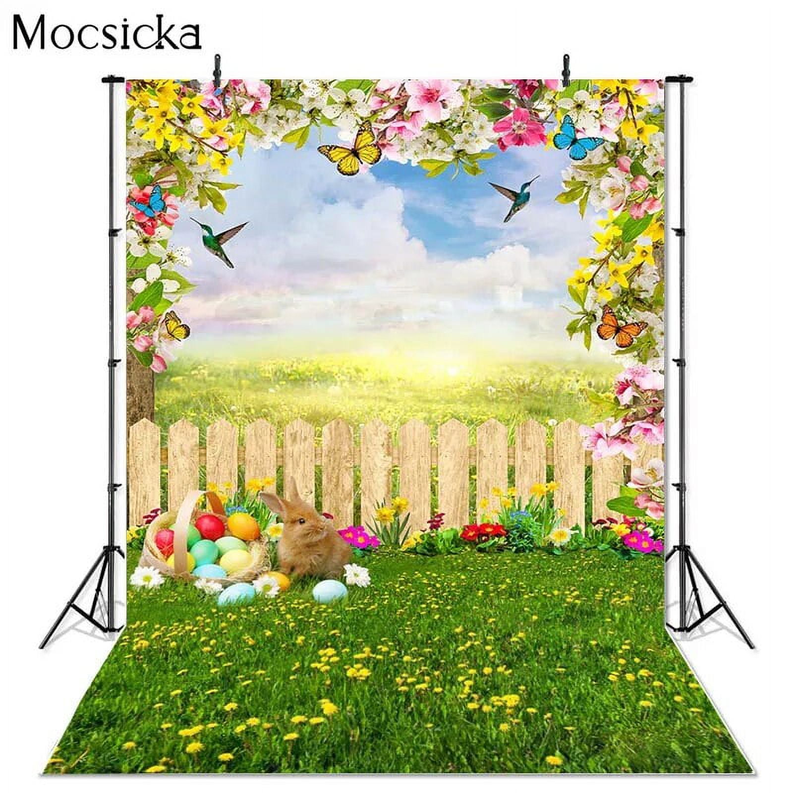 Spring Easter Photography Background Fence Bunny Egg Decoration Studio ...