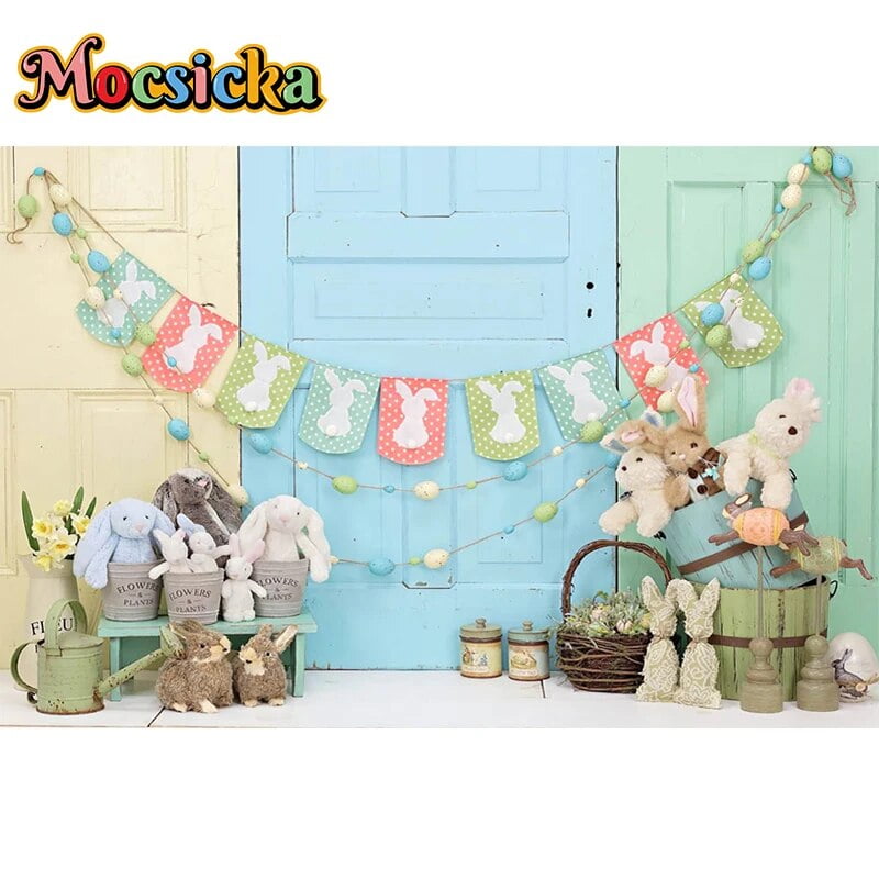 Spring Easter Photography Background Green Grass Flowers Easter Eggs ...