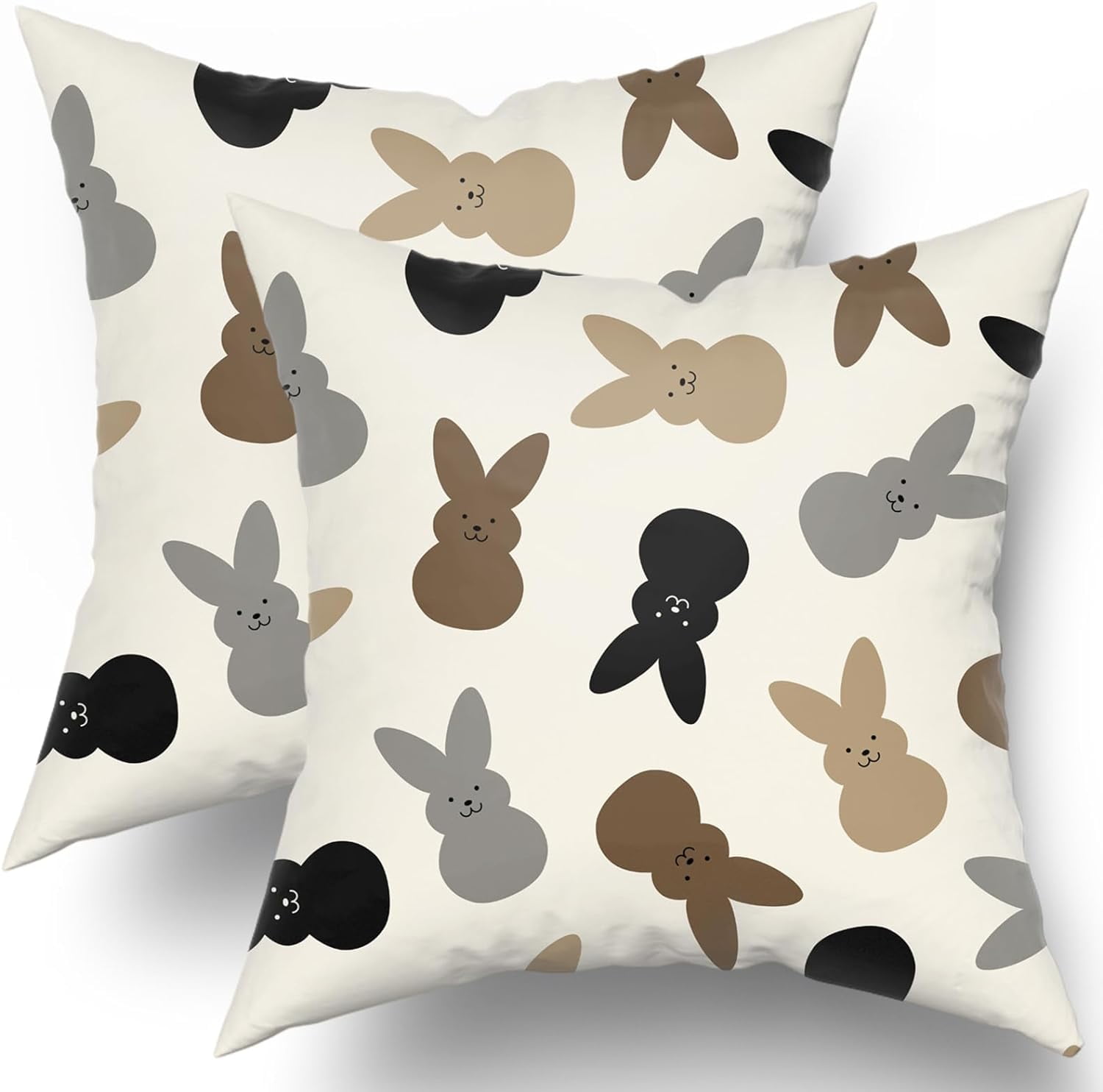 Spring Easter Pillow Covers 20x20 Set of 2 Brown Coffee Grey Bunny ...