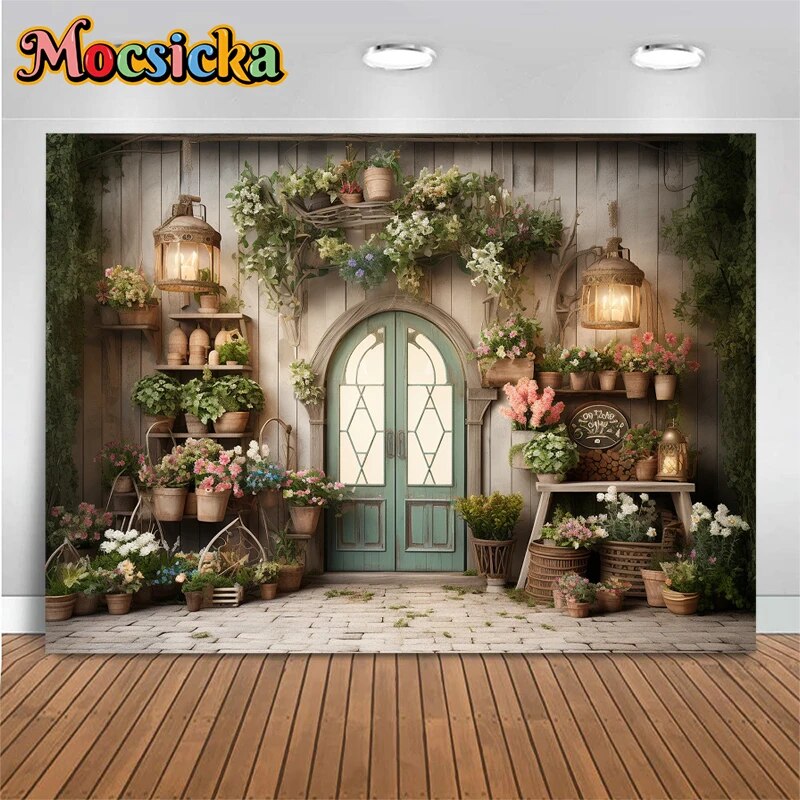 Spring Easter Rabbit Background For Photography Green Plant Flower Baby ...