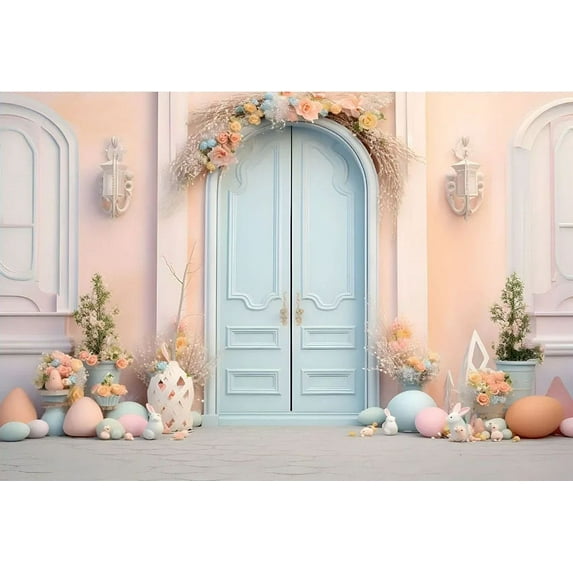 Spring Easter Rabbit Eggs Flowers Kids Birthday Cake Smash Portrait r ...