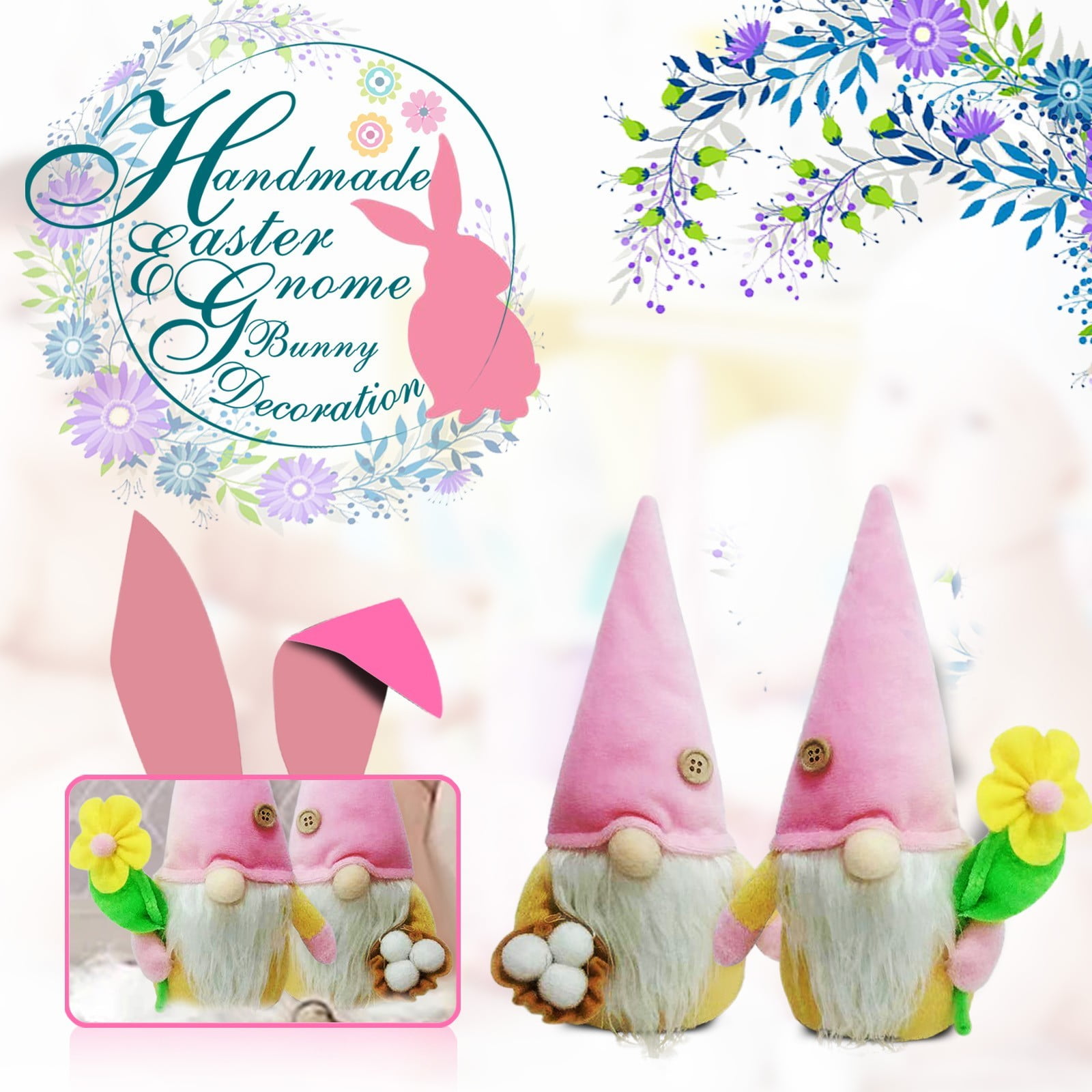 Spring Easter Swedish Tomte Springtime Flower Bunny Farm Home desk ...